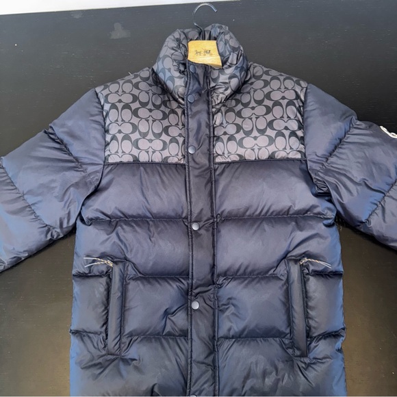Coach | Jackets & Coats | Coach Blue Quilted Puffer Jacket With Standup ...